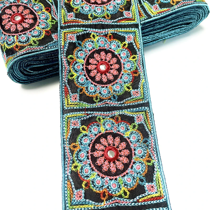 7-5cm-Ethnic-Blue-Flower-Embroidery-Fabric-Ribbon-Handmade-DIY-Clothing ...