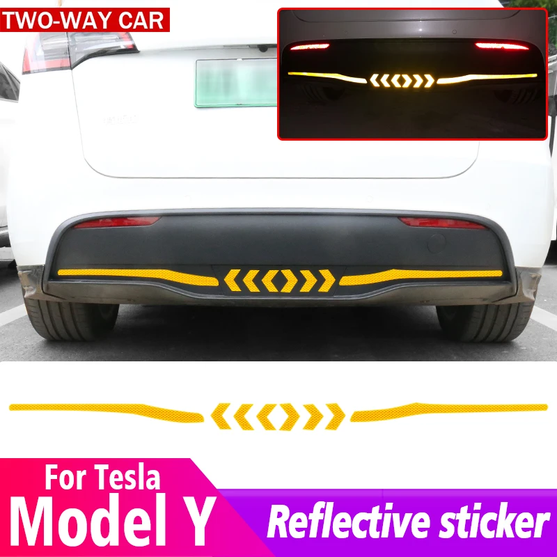 For Tesla 2021-2022 Model Y Reflective Car Tail Sticker Safety Warning ...