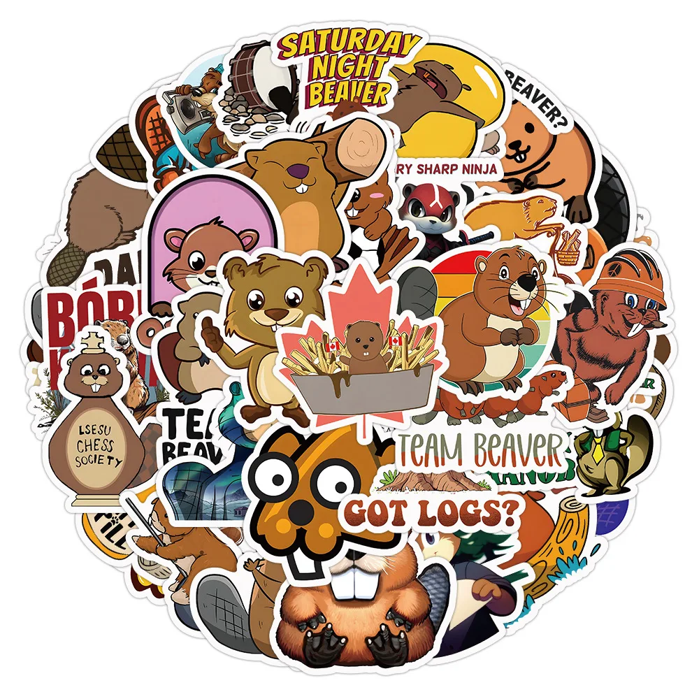 10-52Pcs-Cartoon-Funny-Little-Beaver-Sticker-Refrigerator-Skateboard ...