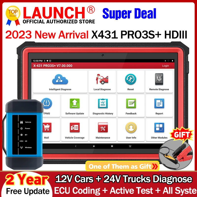 LAUNCH X431 PRO3S+ V2.0 HDIII 12V car 24V truck All System Diagnostic ...