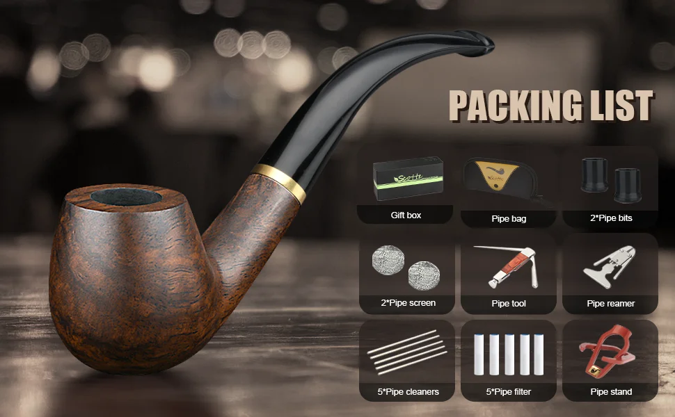 Pipas Para Wax Set Of 4 Small Ebony Wood Smoking Pipes - Slim Carved ...