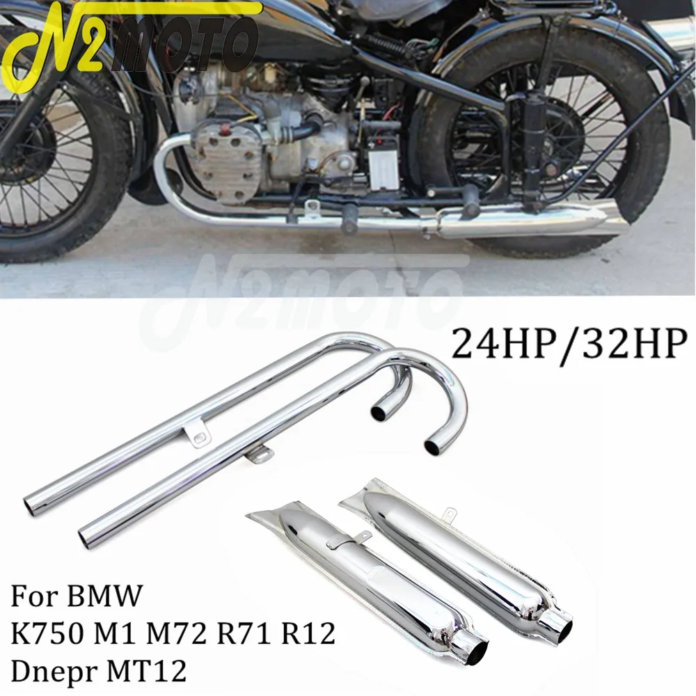 1 Set 24/32hp Motorcycle Fish Tail Complete Exhaust Pipes Muffler ...