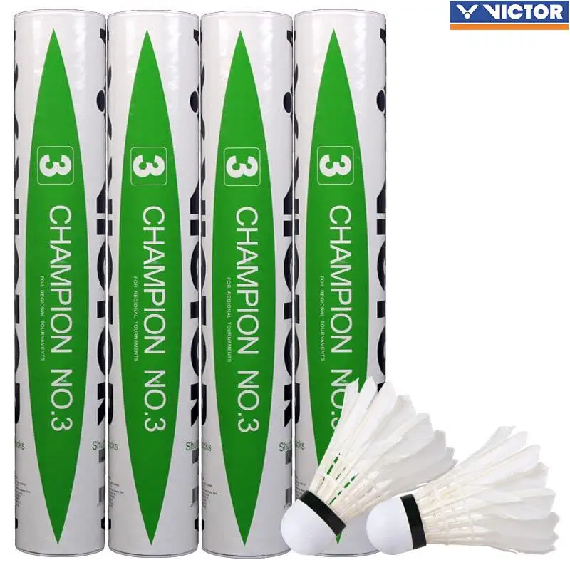 Genuine-Victor-CHAMPION-NO-3-Badminton-Shuttlecock-Duck-Feather ...