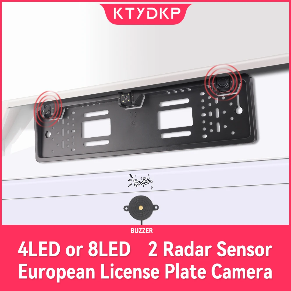 KTYDKP 12V 4/8 LED Car Rear View Camera with Radar Sensor for Parking ...