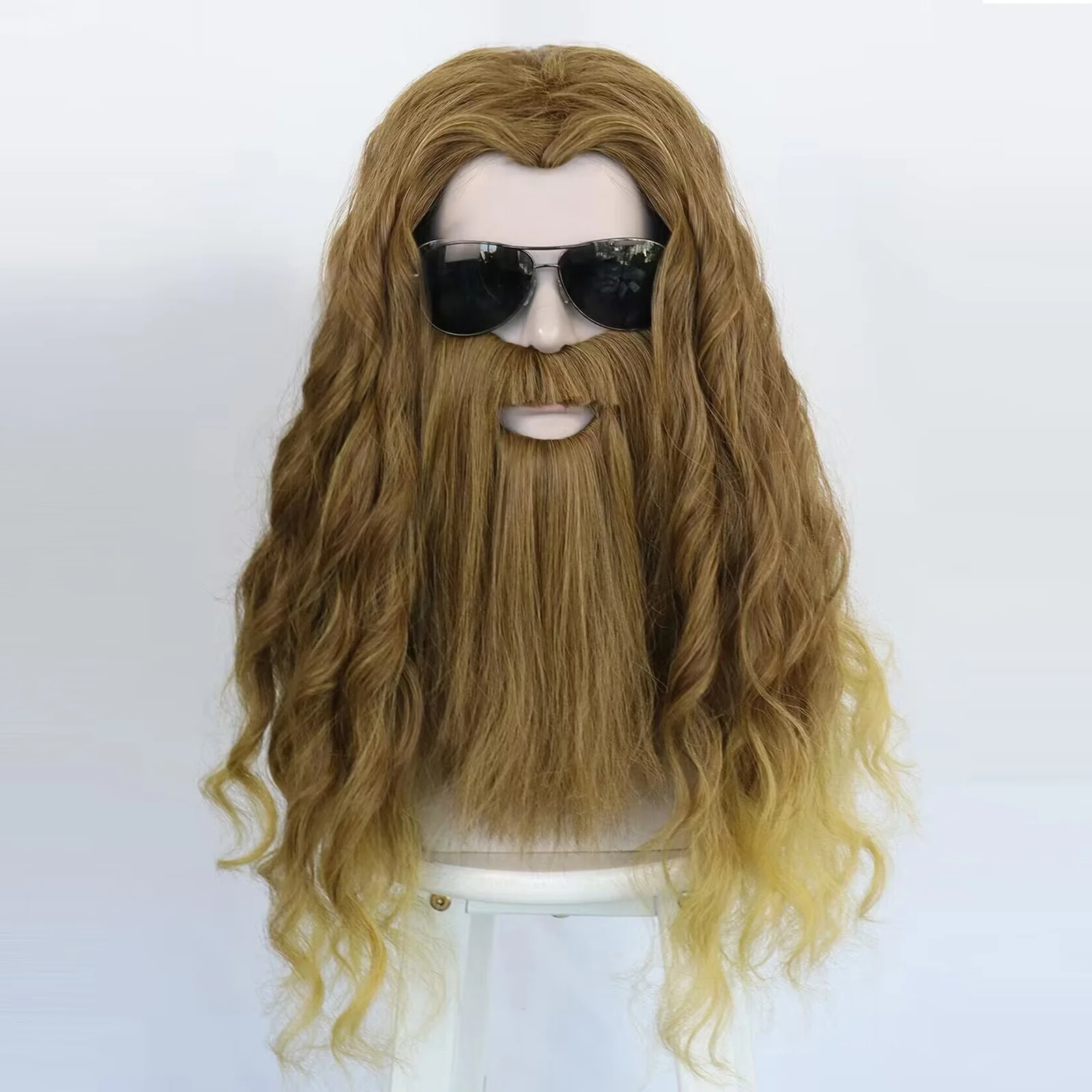 22 Inch Camel Synthetic Hair Wavy Long Thor Odinson Cosplay Wig for ...