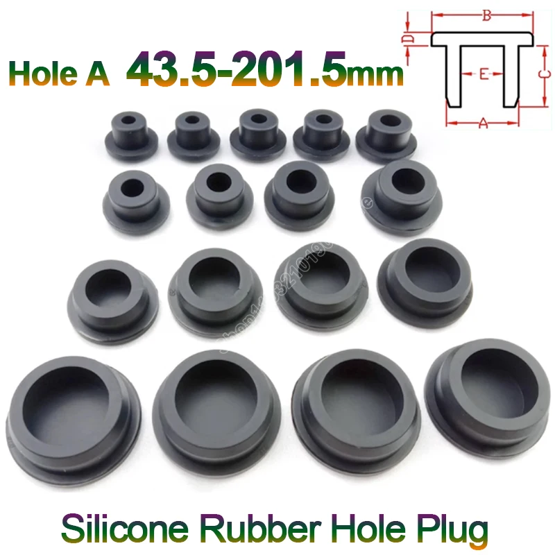 Black-Round-Silicone-Rubber-Seal-Hole-Plugs-Bore-43-5mm-201-5mm-T-Type ...