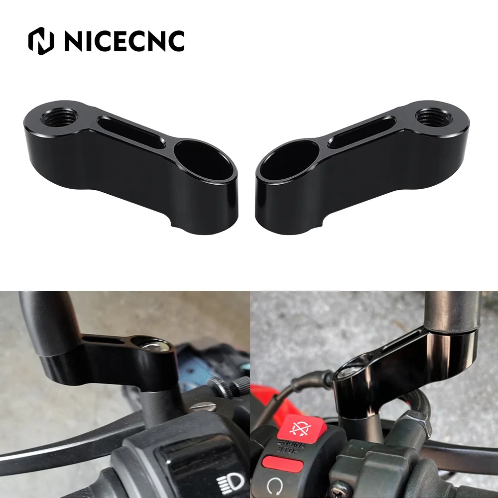 M10-CNC-Aluminum-Motorcycle-Rear-View-Mirror-Mount-Risers-Extenders ...