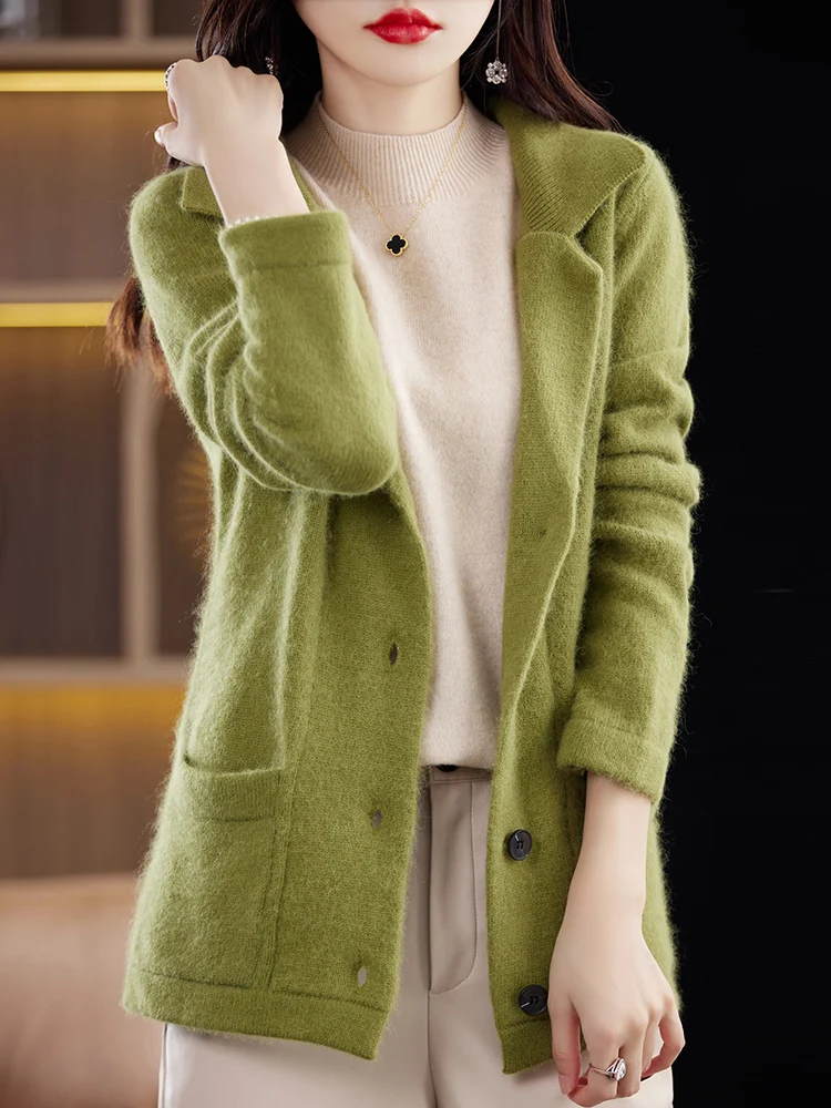 Mini Star Women’s Tailored Collar Sweater Cardigans Autumn Winter 100% ...
