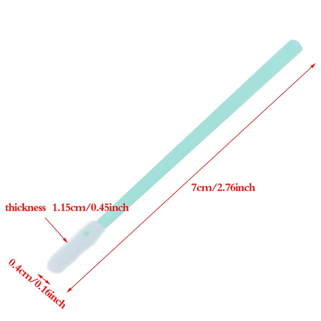 산업용 먼지 없는 정화 면봉, 스폰지 면봉, 녹색 PP 손잡이 닦기 스틱, 카메라 렌즈 청소 가능, 836D, 100 개