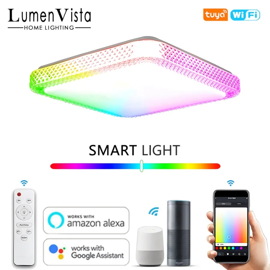 L-mpara-de-techo-inteligente-LED-luz-de-techo-cuadrada-RGB-control ...
