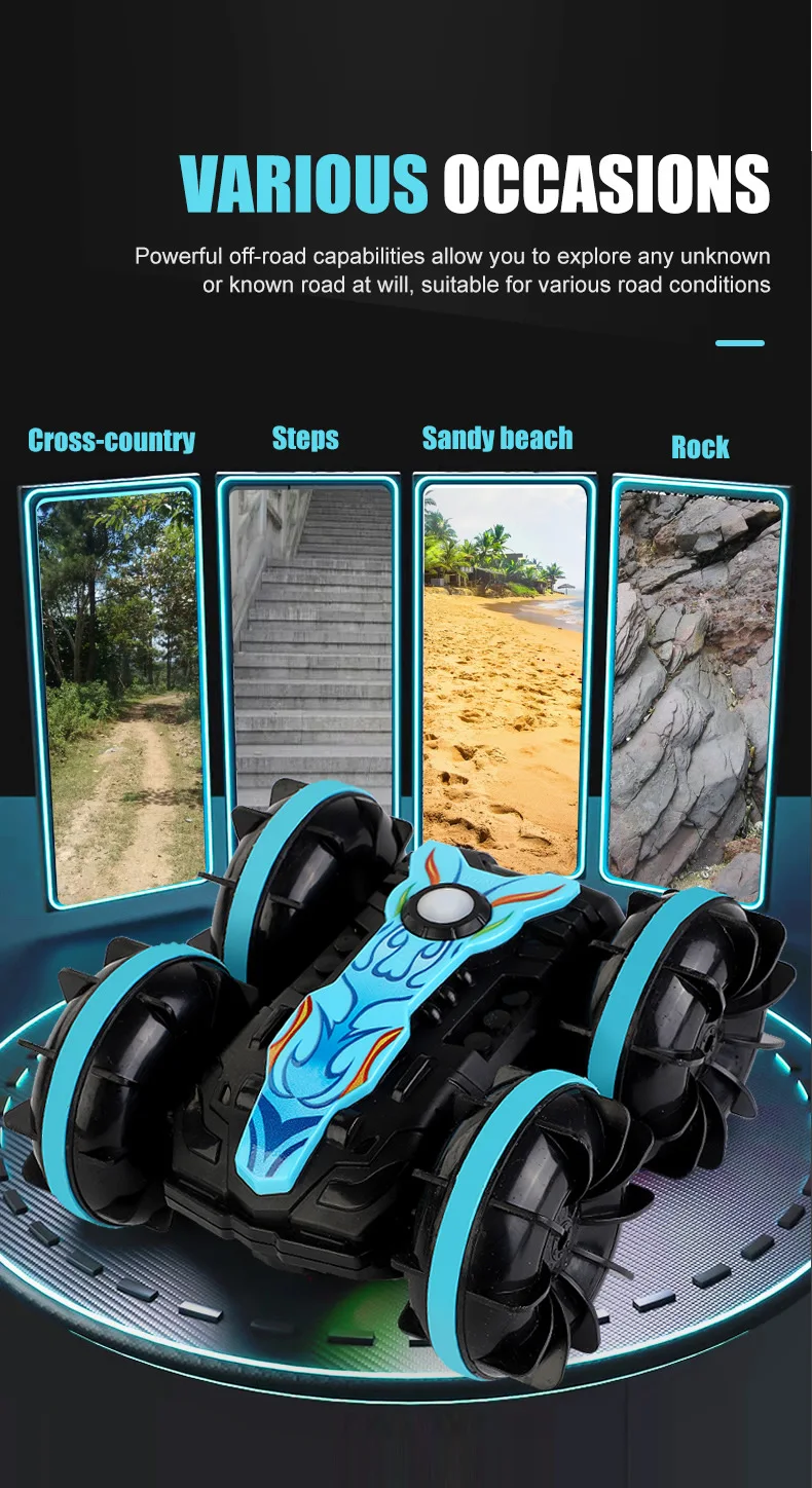 Double side stunt remote control amphibious tumbling rotary remote ...