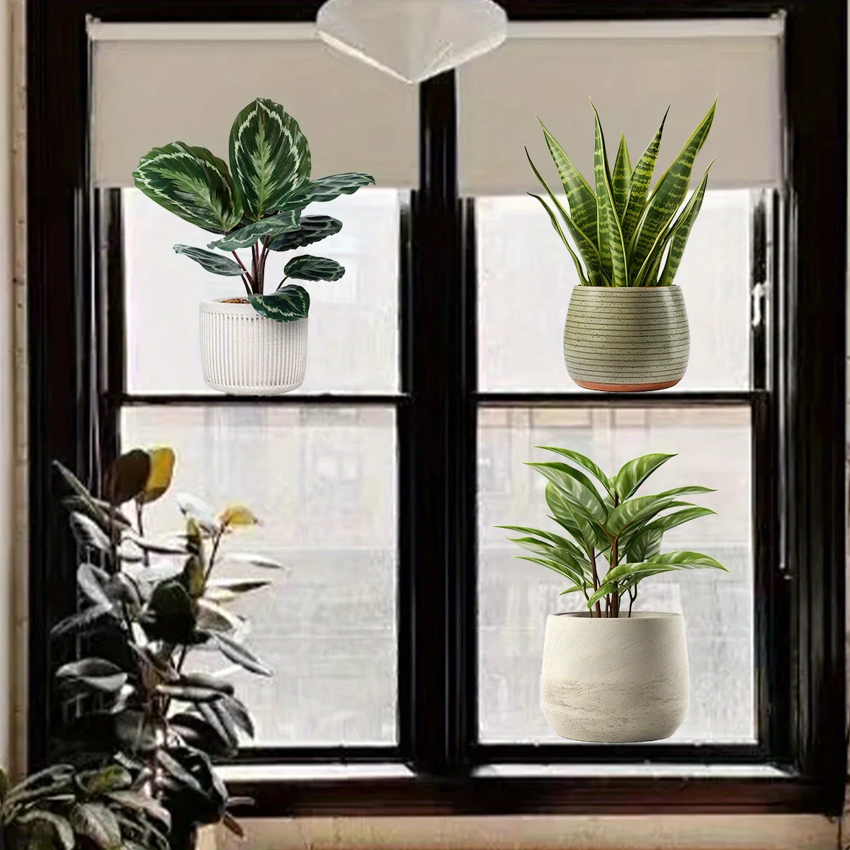 3pcs-Watercolor-Simulated-Potted-Green-Plants-Window-Stickers-Removable ...