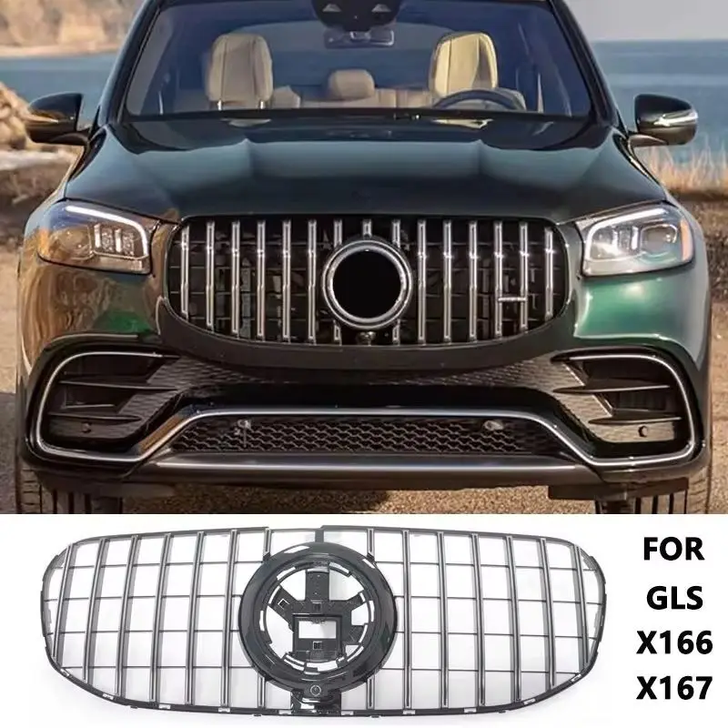 For AMG GT Style Front Grille For Mercedes Benz GLS X167 X166 W166 W167 ...