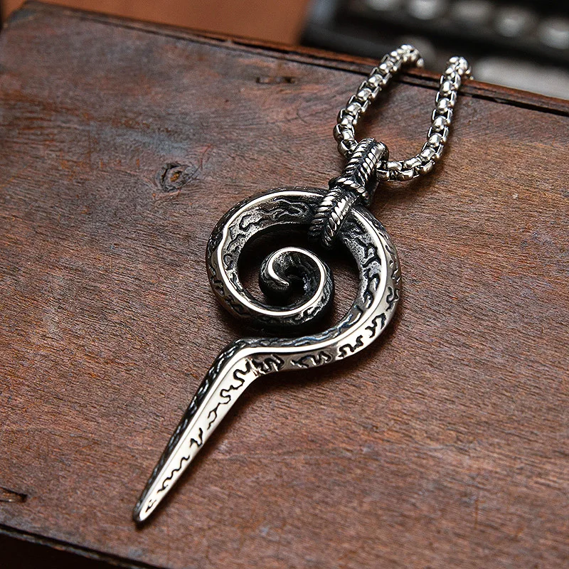 Vintage-Mayan-Totem-Snake-Scepter-Pendant-Necklace-Men-Women-316L ...
