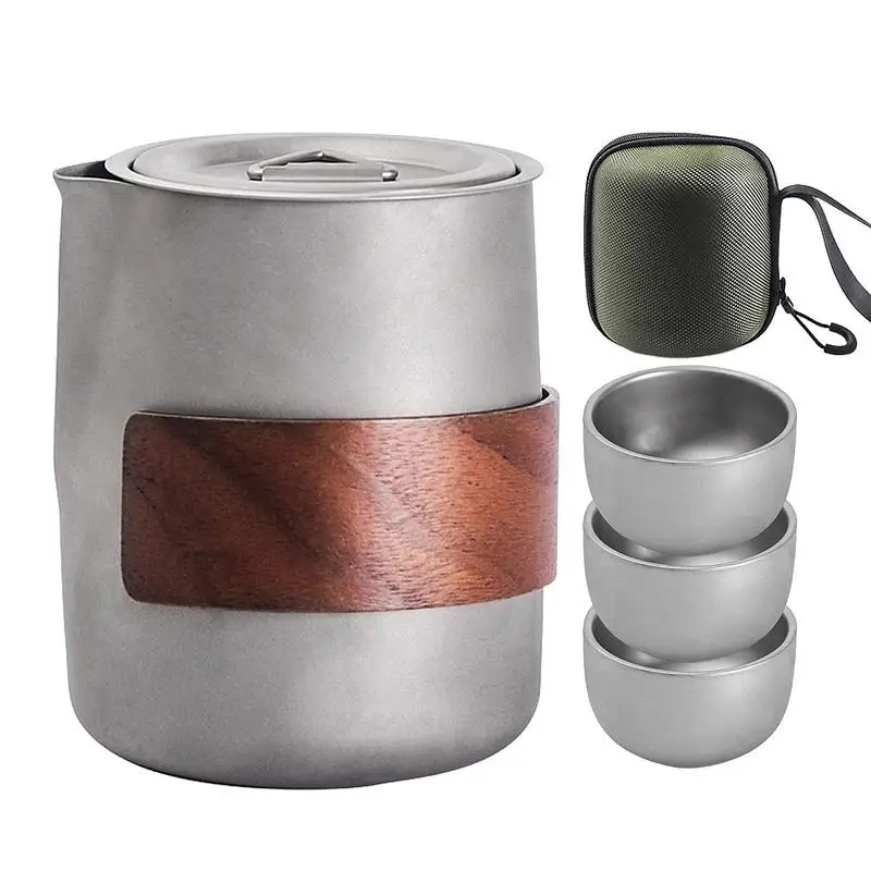 Camping-Tableware-Set-Lightweight-Titanium-Coffee-Pot-Tea-Kettle ...