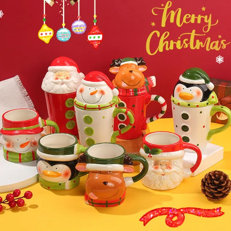 New-Cute-Christmas-Ceramic-Mug-Creative-3D-Embossed-Cartoon-Santa-Claus ...