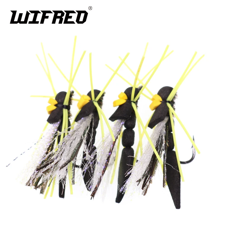 Wifreo-8PCS-Floating-Foam-Hopper-Fly-Black-Hopper-Dry-Fly-Trout-Foam ...