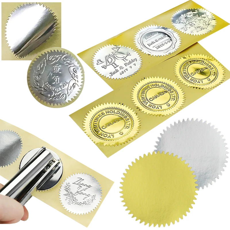 200PCS/Pack 45mm Round Gear Sticker Gold Silver Self Adhesive Steel ...