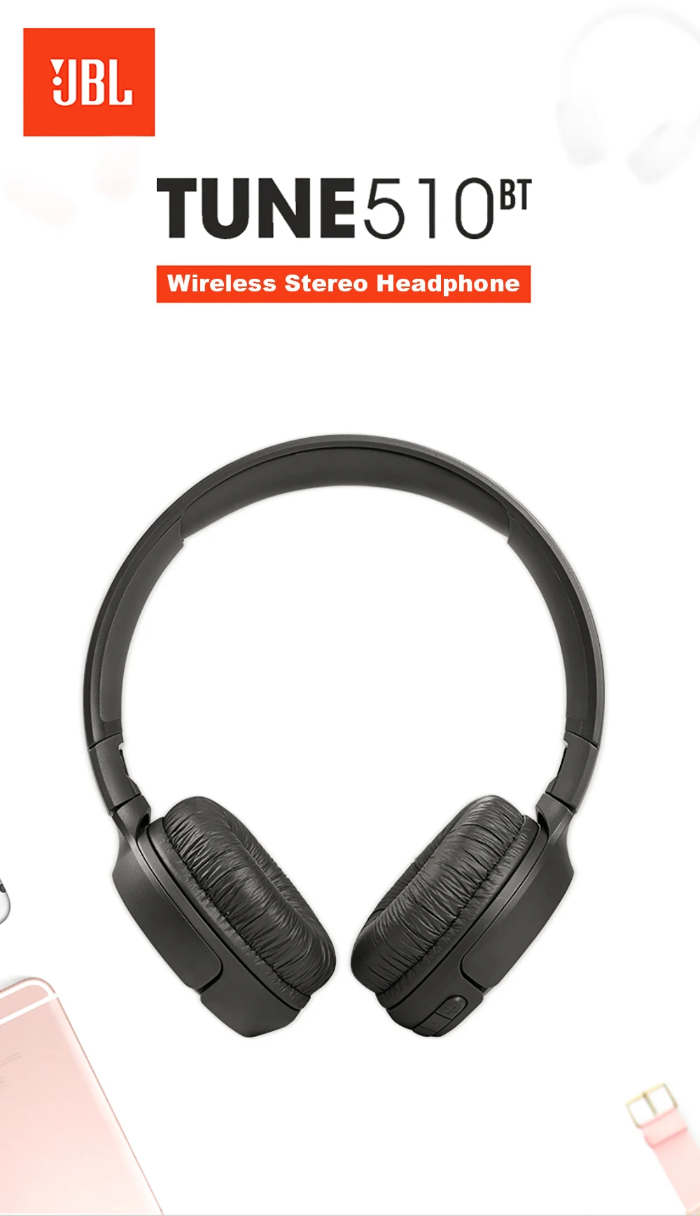 JBL Headphone Wireless, JBL Tune 510BT Headphones, JBL Tune 510BT