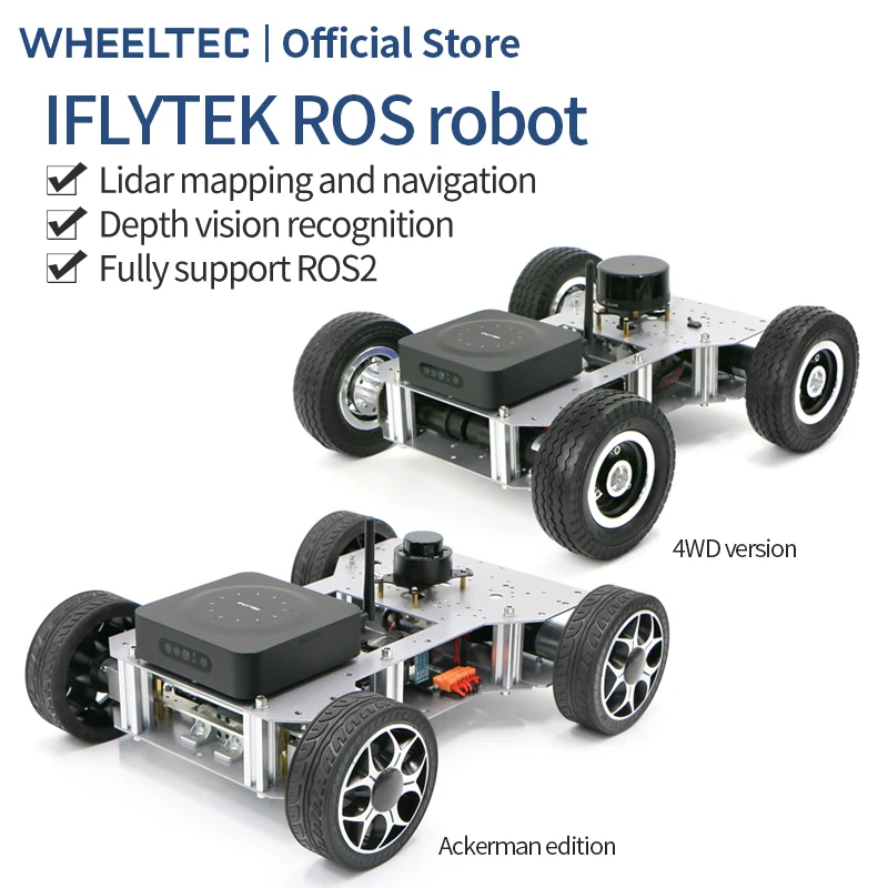 WHEELTEC-IFLYTEK-ROS-robot-Ackerman-four-wheel-drive-SLAM-mapping-navigation-smart-car-chassis ...