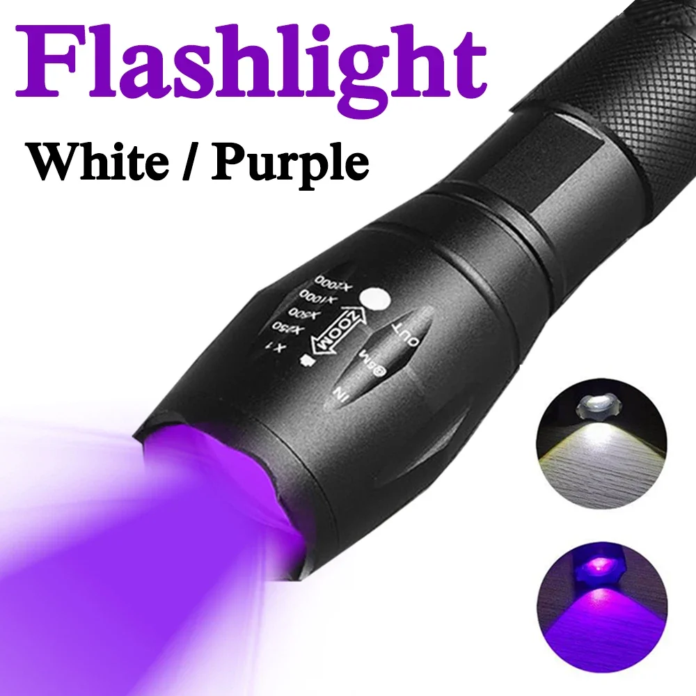 2-In-1-Ultraviolet-White-Lamp-Double-Lamp-Retractable-Flashlight-LED ...