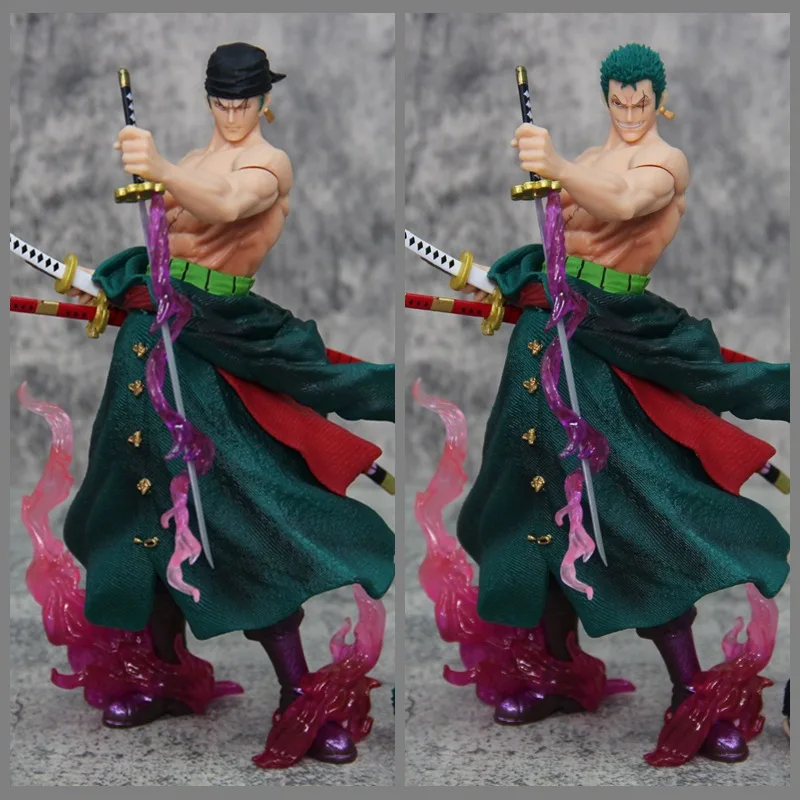 Bandai-24cm-Anime-One-Piece-Luffy-Zoro-Figure-Three-Knife-Flow-Shura ...