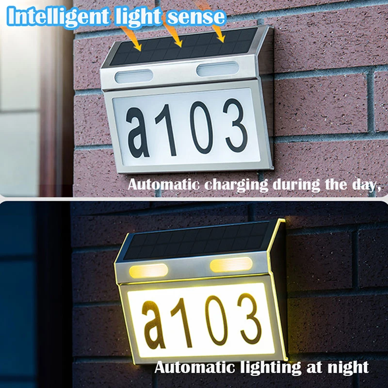 Solar-LED-Light-Outdoor-House-Number-Stainless-Steel-PC-Waterproof-Self ...
