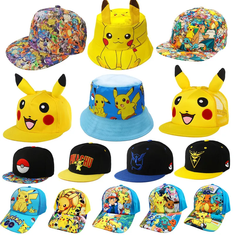 Cartoon-Pokemon-Baseball-Cap-Pikachu-Hat-Adjustable-Pokemon-Cosplay-Hip ...