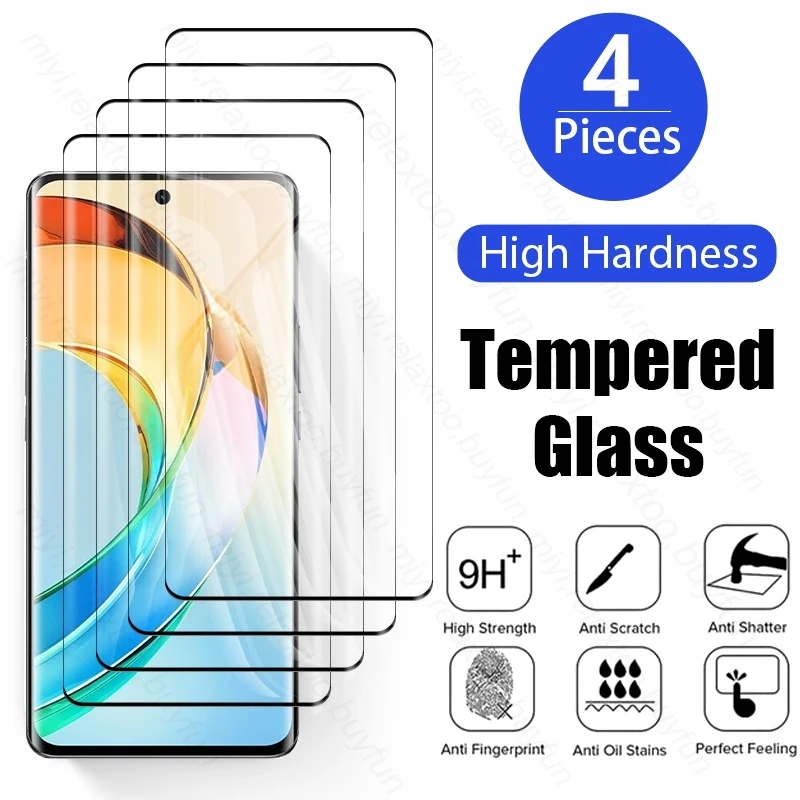 4PCS 19D Curved Edge Tempered Glass Screen Protector For Honor X9b 5G ...