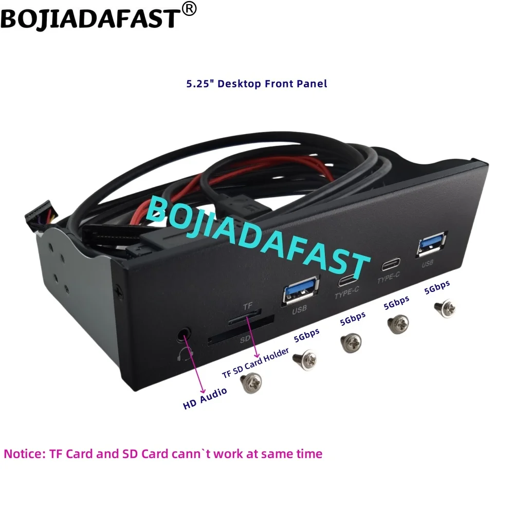 5.25 Front Panel Case with USB 3.2 Type-A, Type-C, and Card Reader: A ...
