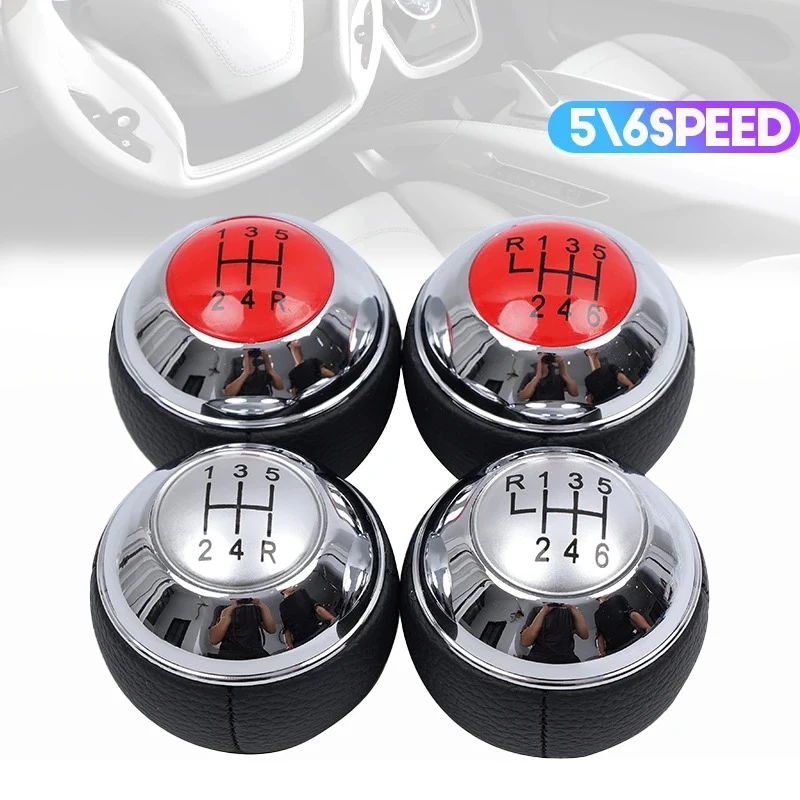 NEW 5/6 Speed Car Gear Shift Knob PU Leather Lever Shifter Pen Handle ...