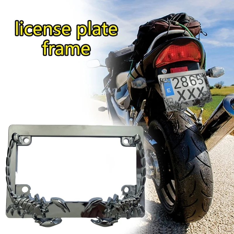 Motorcycle-Plastic-Silver-Black-License-Plate-Frames-Motorbike-License ...