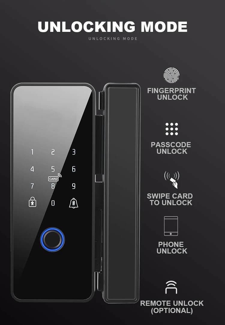 Office-Glass-Door-Lock-NFC-Card-Password-Fingerprint-Unlock-Bluetooth ...