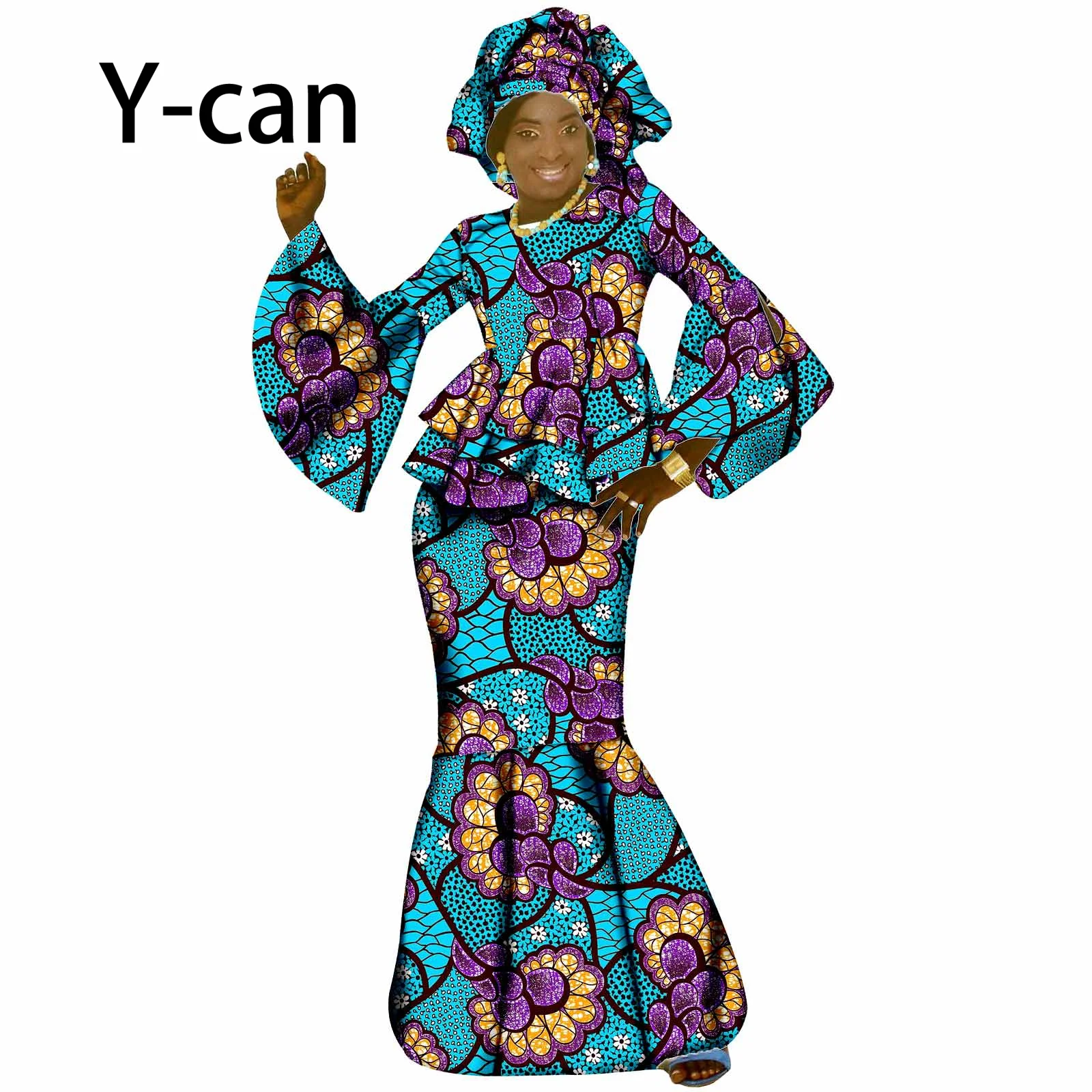 African Clothing for Women Traditional Dashiki Trumpet Sleeve Top ...