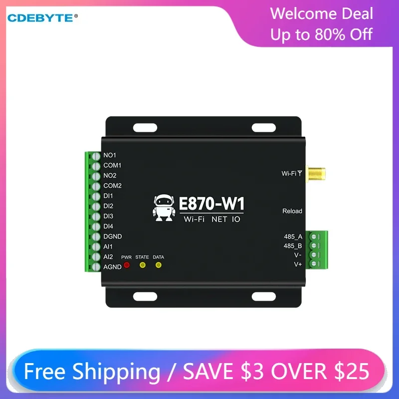 WiFi Edge Acquisition Gateway IO Controller Ethernet RS485 4DI+2DO+2AI CDEBYTE E870-W1 TCP/UDP ...