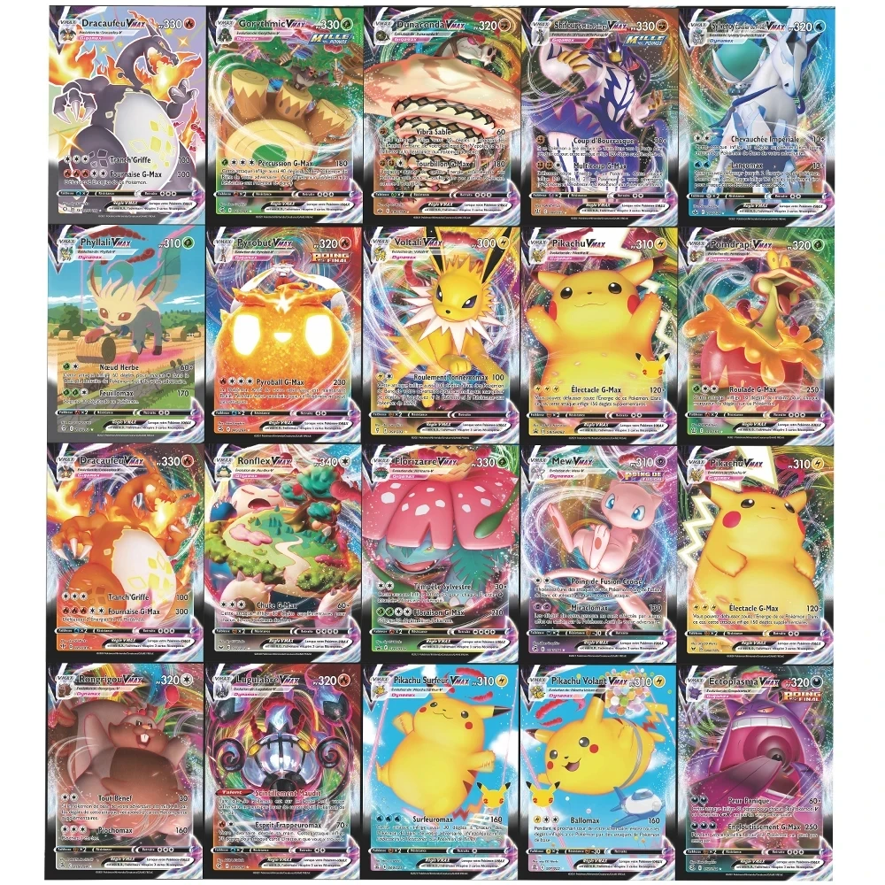 Cartes Pokemon Vstar V VMAX GX MEGA EX série anglaise brillantes, 100 ...