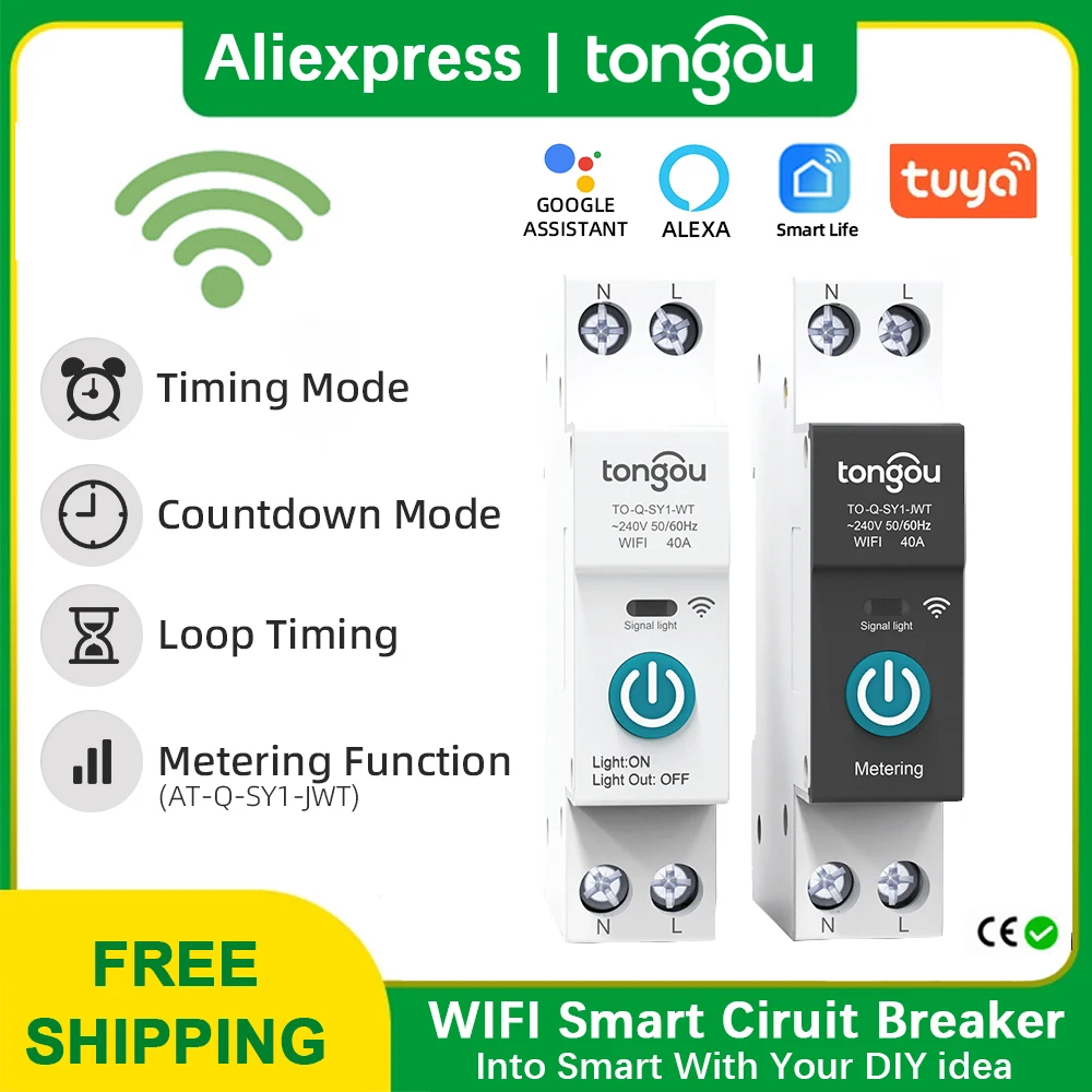 Tuya Wifi Smart Circuit Breaker Switch With Metering 63A1P Din Rail ...