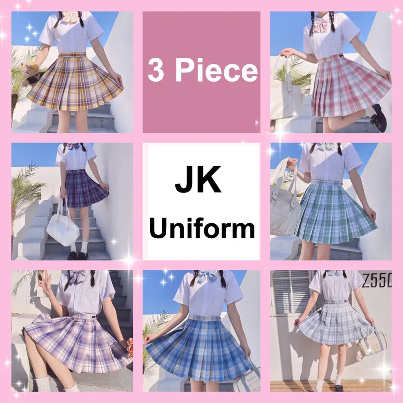 Jk-Uniform-Gyaru-School-Uniform-for-Girl-Student-Pleated-Skirt-Uniform-Set-Women-Short-Sleeve ...