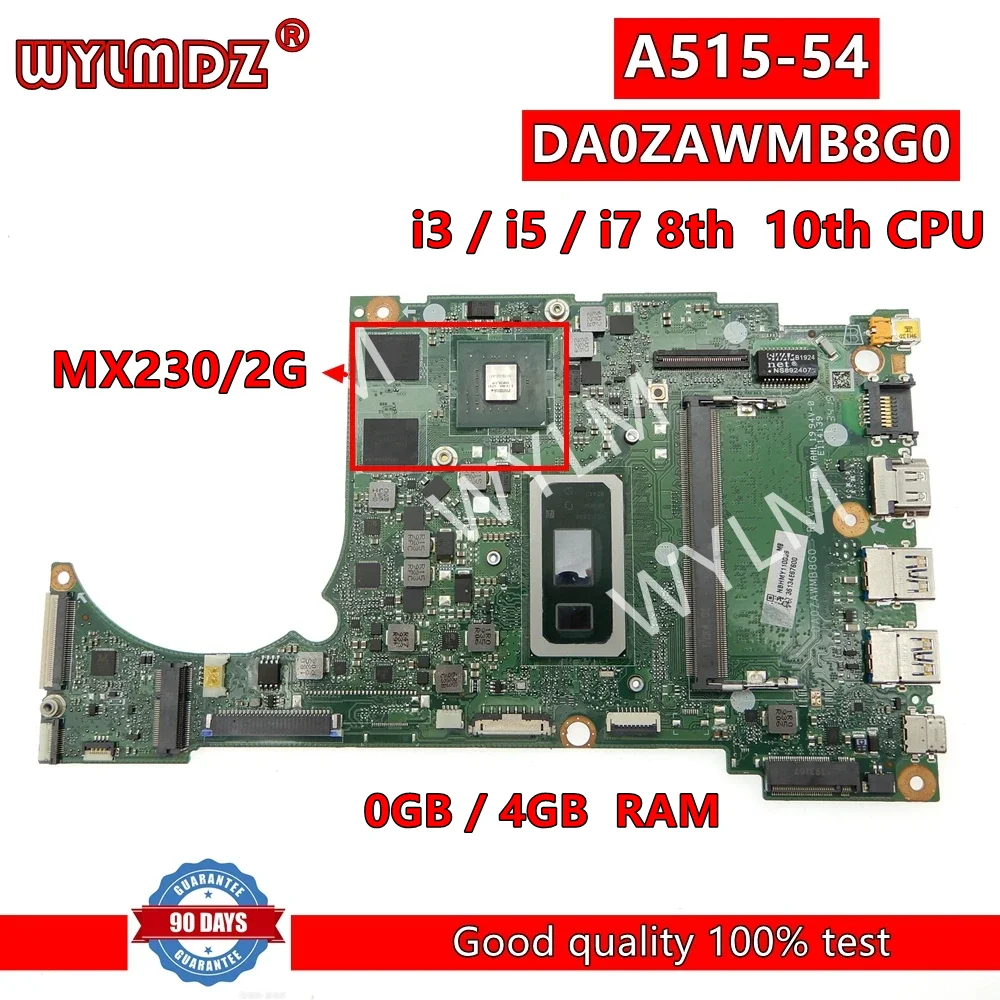 DA0ZAWMB8G0-With-i3-i5-i7-8th-10th-CPU-0GB-4GB-RAM-Notebook-Mainboard ...