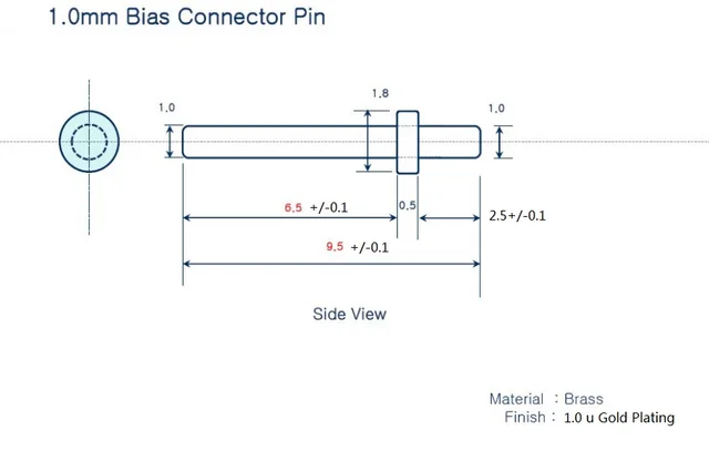 100 500 Pcs Male PCB Pin Header Press-Fit Tip 1.0 1.3 MM Diameter Brass ...