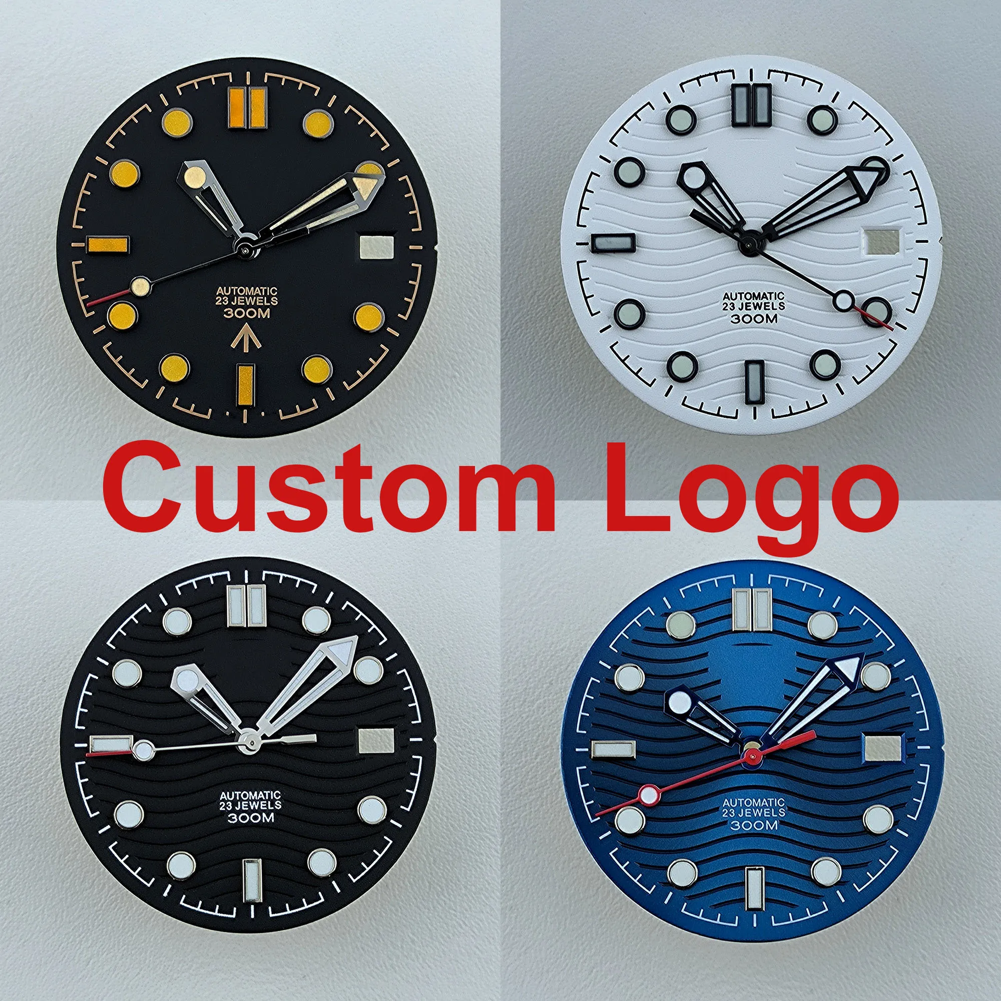 31mm-NH35-Dial-S-logo-Watch-dial-Custom-logo-Blue-Yellow-Luminous-dial ...