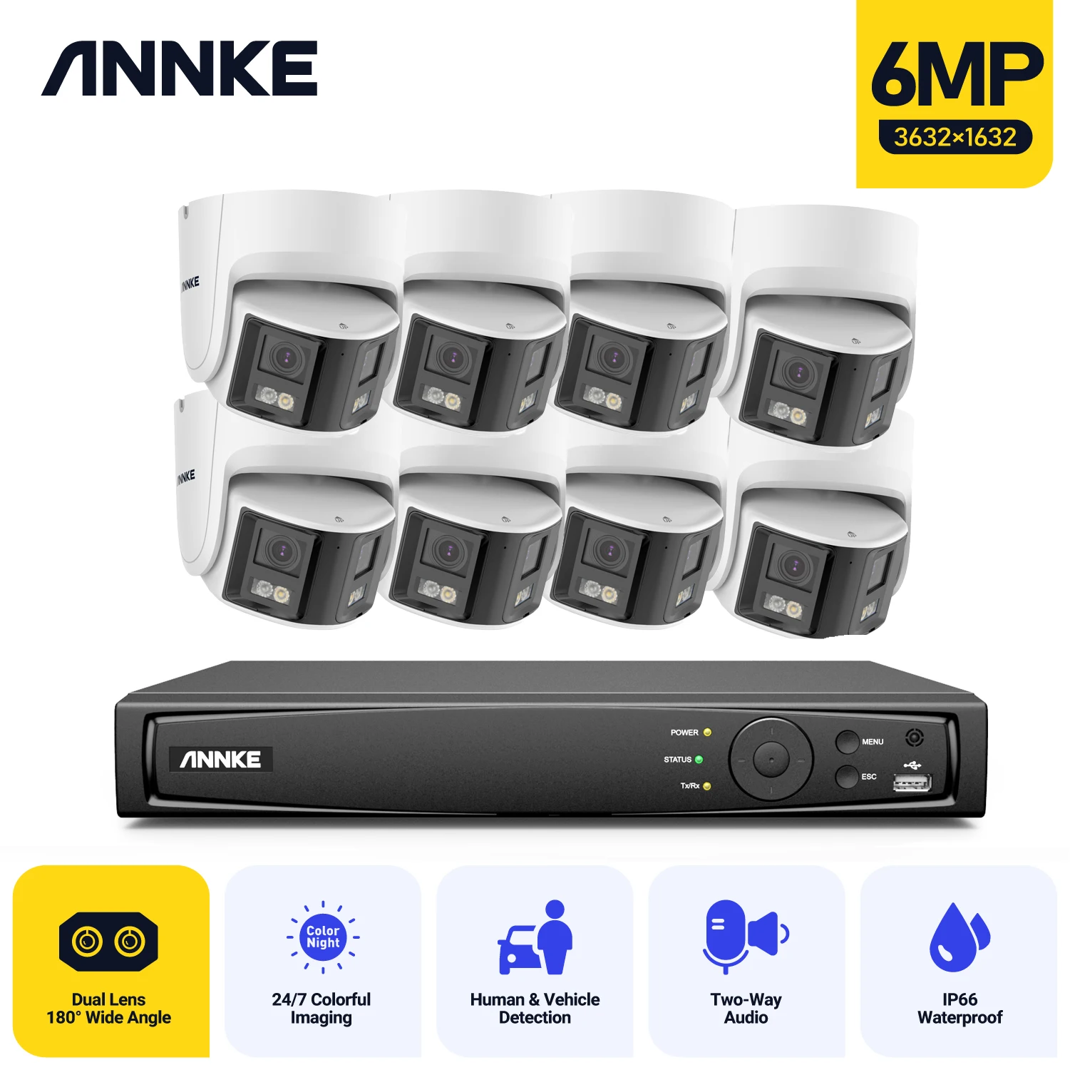 Annke-360-Panoramic-Security-Camera-CCTV-System-Kits-265-6MP-Dual-Lens ...