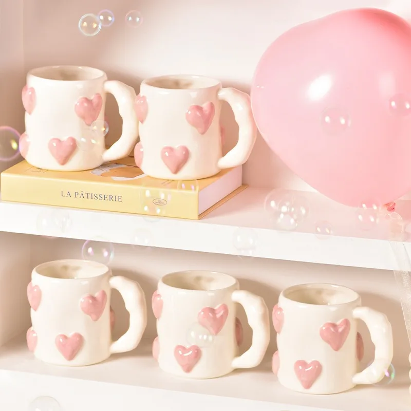 AhunderJiaz-Cute-Heart-Pink-Ceramic-Mug-Home-Coffee-Cups-Set-Kitchen ...