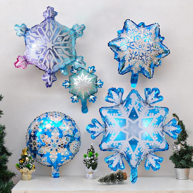 10pcs Ice And Snow Theme Gradient Snowflake Aluminum Foil Balloon ...