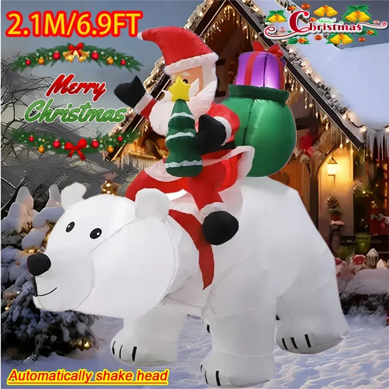 Christmas-Decoration-Inflatable-Santa-Ride-Polar-Bear-Shake-Head-Xmas ...