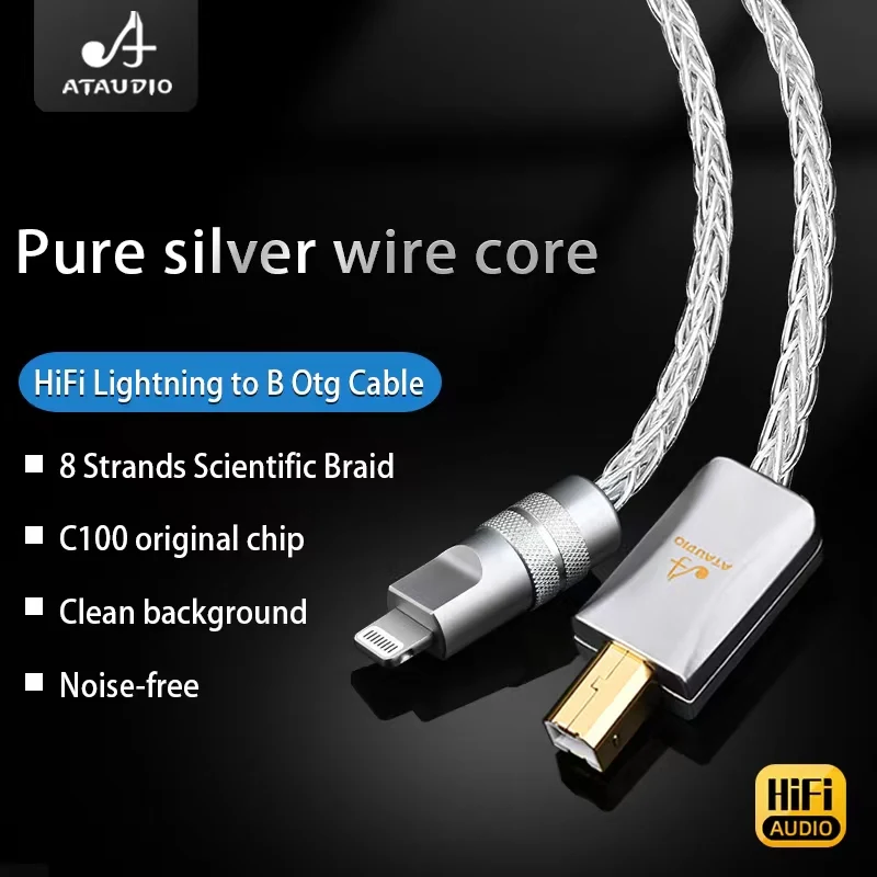 HIFI-Lightning-To-USB-B-OTG-Cable-High-Quality-Pure-Silver-Otg-Typec ...