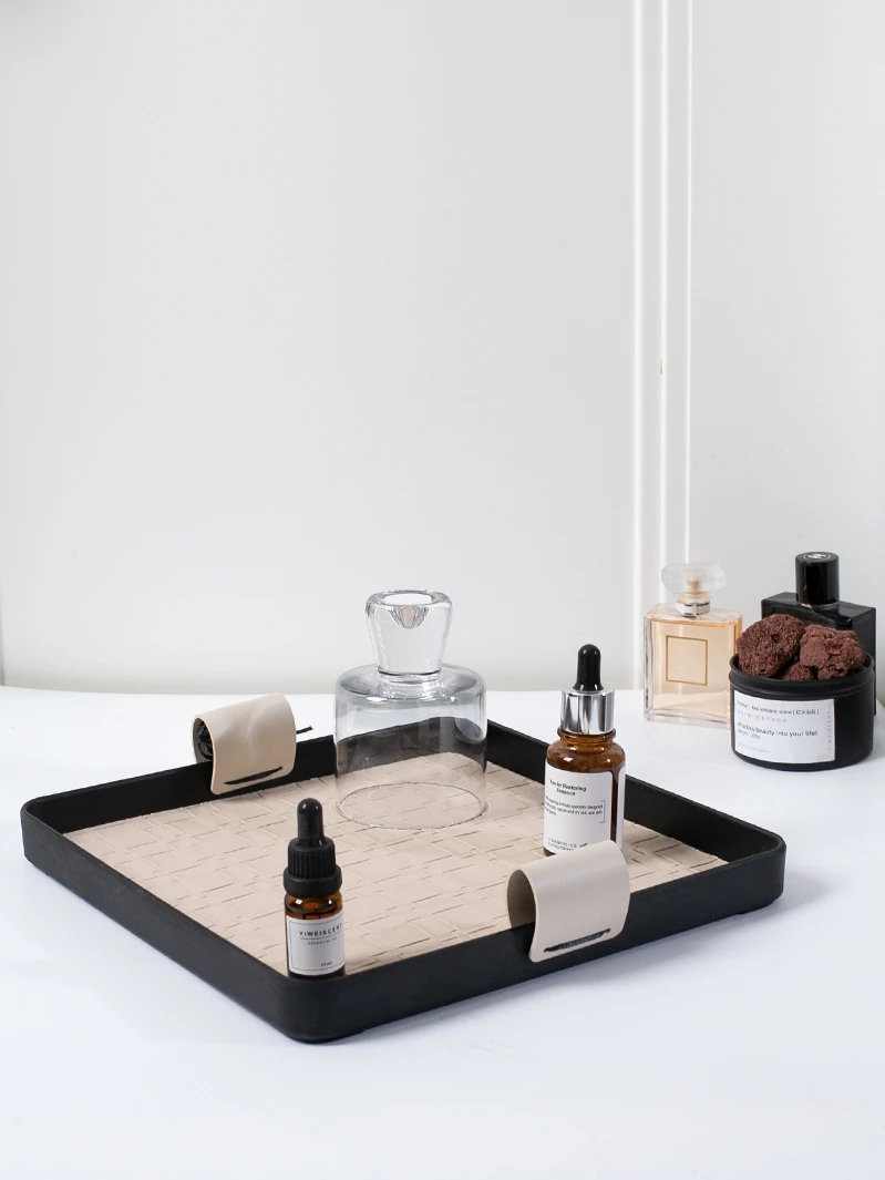 Household Leather Tabletop Tray, Square Tray, Water Cup Storage, Living ...