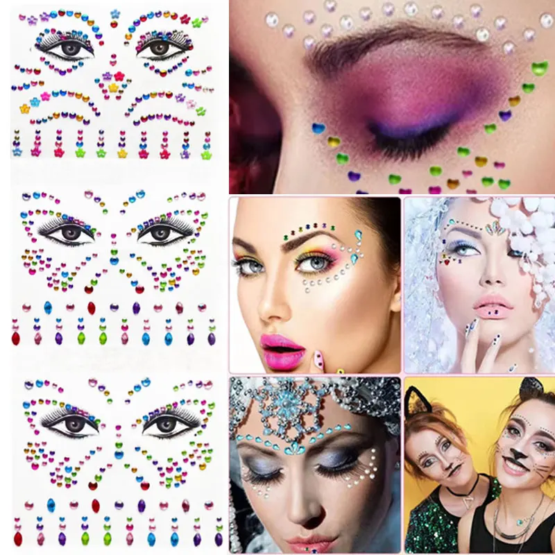 3D-Tattoo-Sticker-Waterproof-for-Women-Face-Jewels-Rhinestone-Eye ...