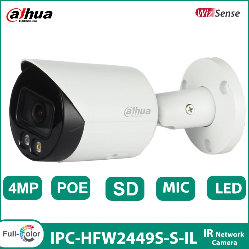 Dahua International Version IPC-HFW2449S-S-IL 4MP Built-in Mic SD Card IP Smart Camera IR 30m ...