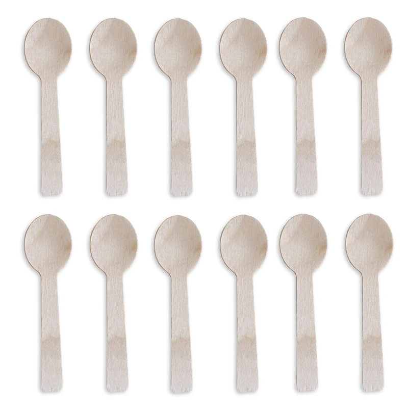 Disposable Wooden Spoon Ice Cream Wood | Disposable Spoons Mini Dessert ...
